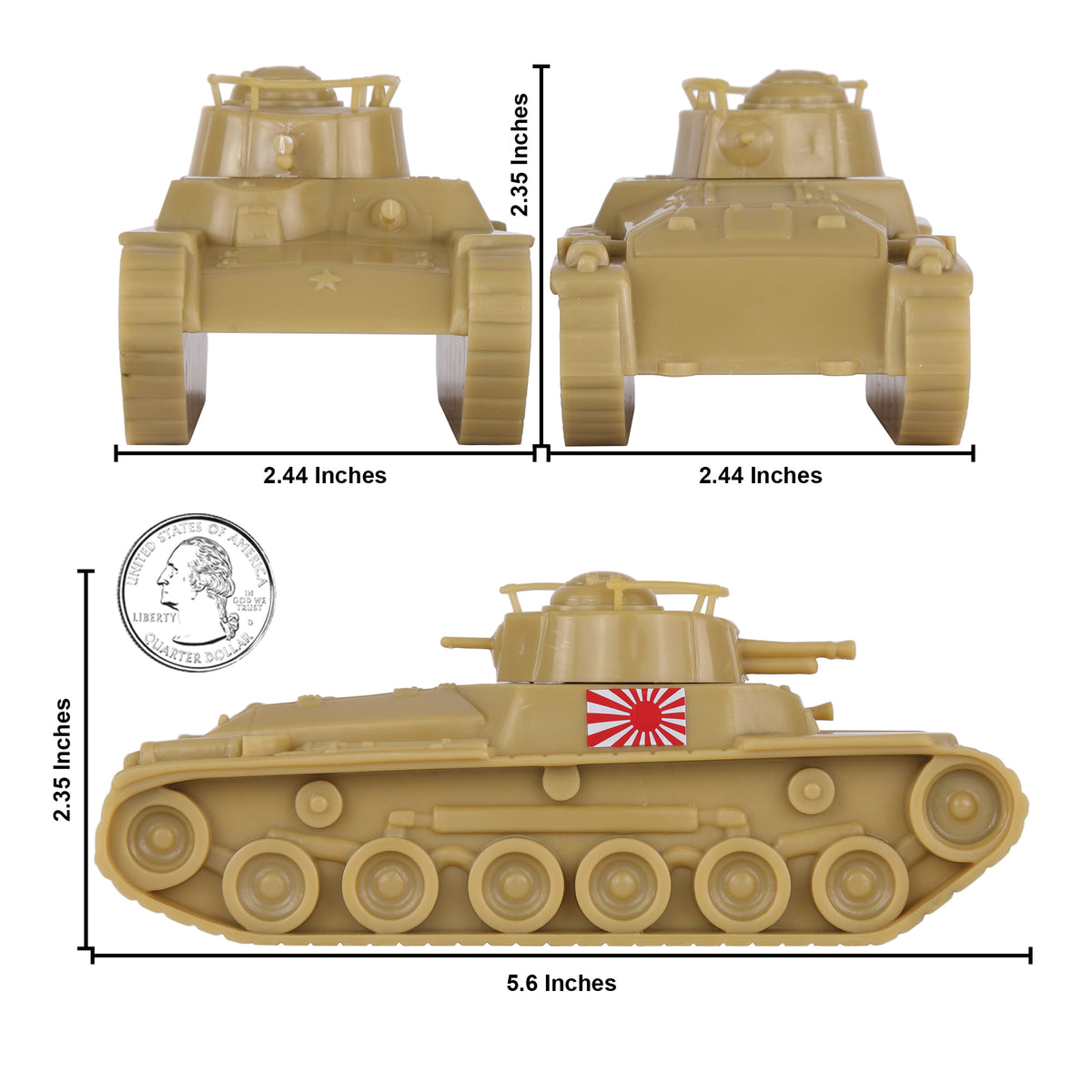 BMC CTS WW2 Japanese Chi-Ha Tanks Tan 1:38 Plastic Army Men Vehicles ...