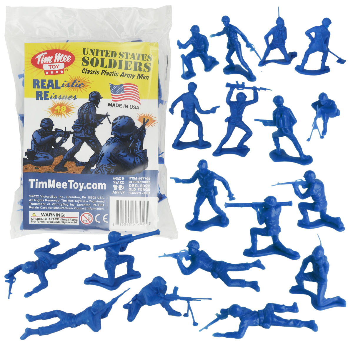 TimMee PLASTIC ARMY MEN Blue 48pc Toy Soldier Figures - USA Made – BMC Toys